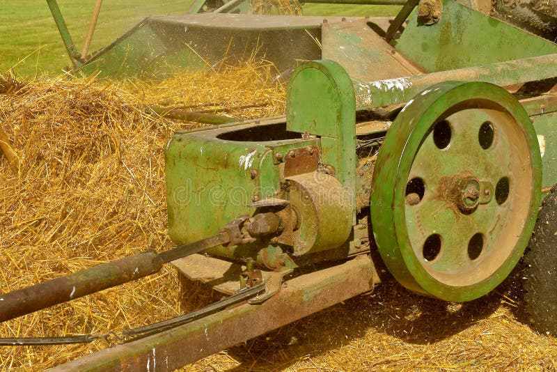 Baler in the Process of Baling Straw Stock Photo - Image of farmer ...