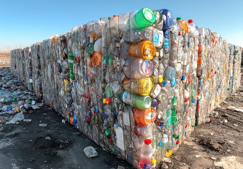 Bales of Compressed Plastic Bottles Ready for Recycling Stock Photo ...