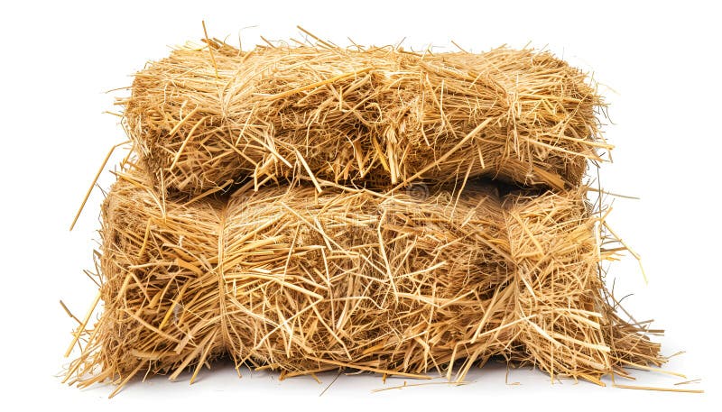 Bales of Dried Straw Isolated on White Stock Photo - Image of farming ...