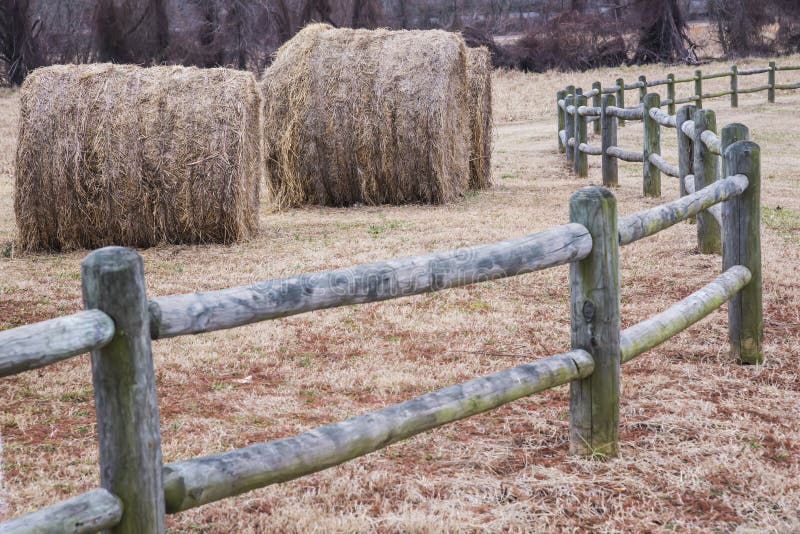 Bales of hay and fence stock image. Image of bale, fence - 39333063