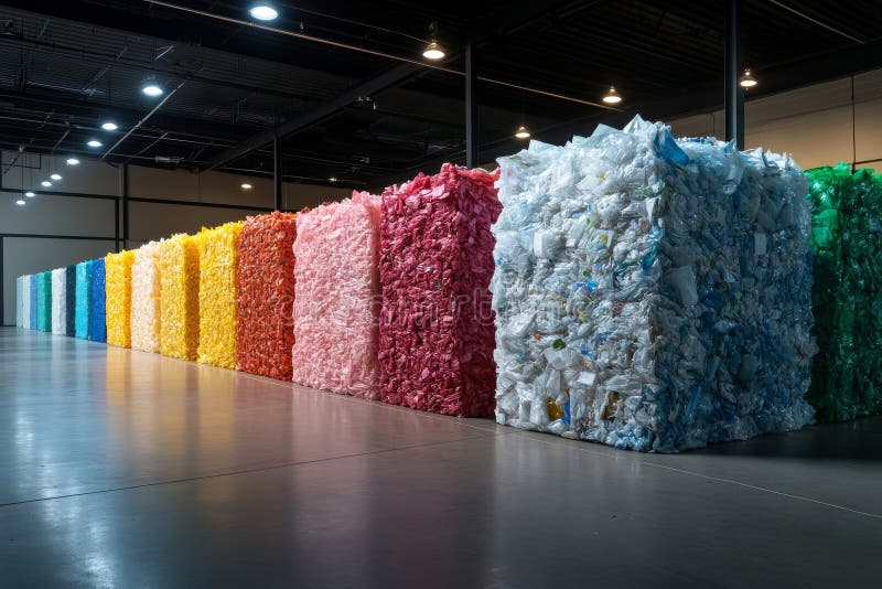 Bales of Recycled Plastic in Storage Stock Illustration - Illustration ...
