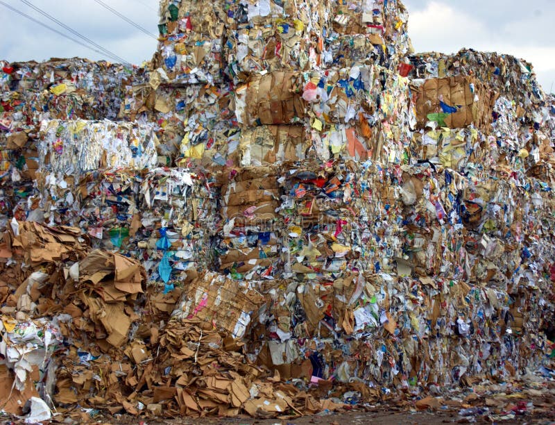 Bales of recycling paper stock image. Image of color, press - 7630031