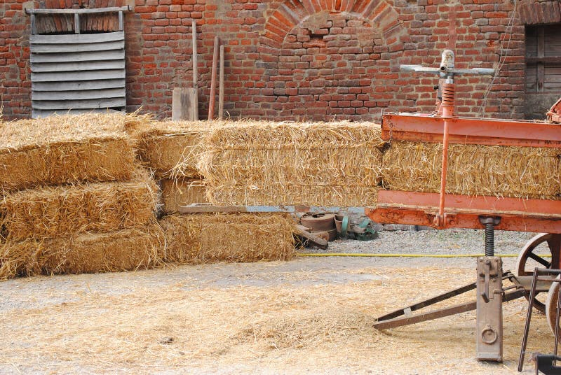 Bales of Straw. Hay Packing, Traditional Method Stock Image - Image of ...