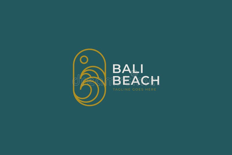 Elegant Bali Beach Logo Design with Minimalist Wave Elements Stock ...
