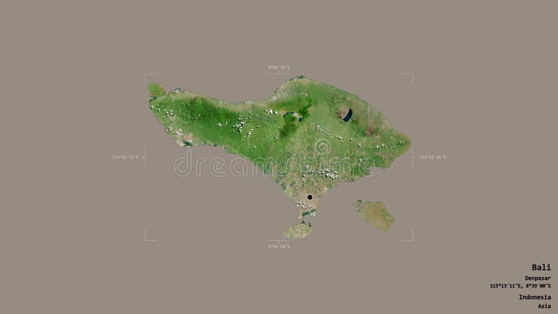 Bali - Indonesia. Bounding Box. Satellite Stock Illustration ...
