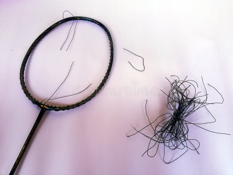 Badminton Racket with a Broken Strings,on Color Background Editorial ...
