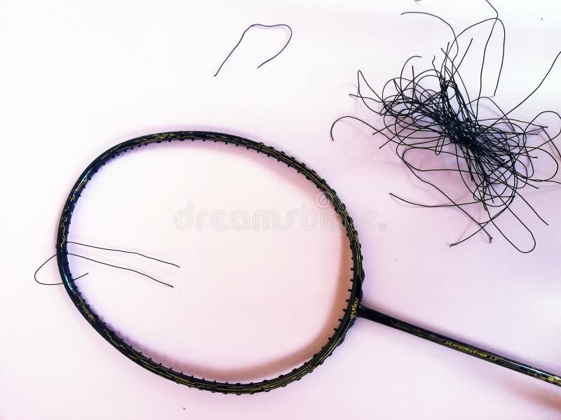 Badminton Racket with a Broken Strings,on Color Background Editorial ...