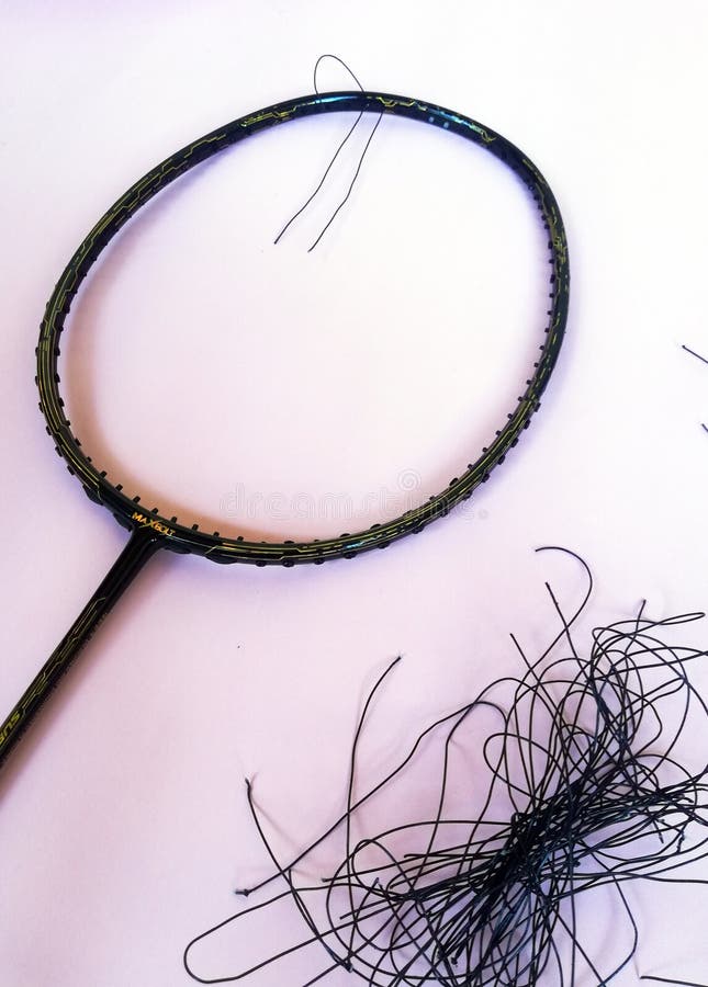 Badminton Racket with a Broken Strings,on Color Background Editorial ...