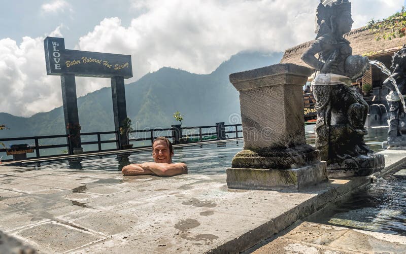 Bali, Indonesia- March 6, 2018: Batur Hotspring in Bali, Indonesia ...