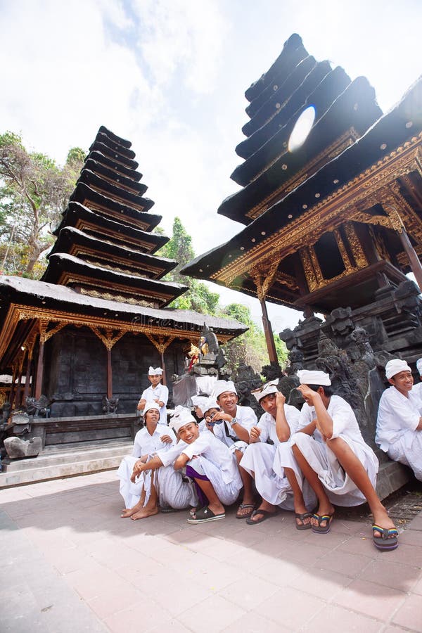 Bali, Indonesia-Nov 08, 2012: Balinese Pray Inside the Temple in Bali ...