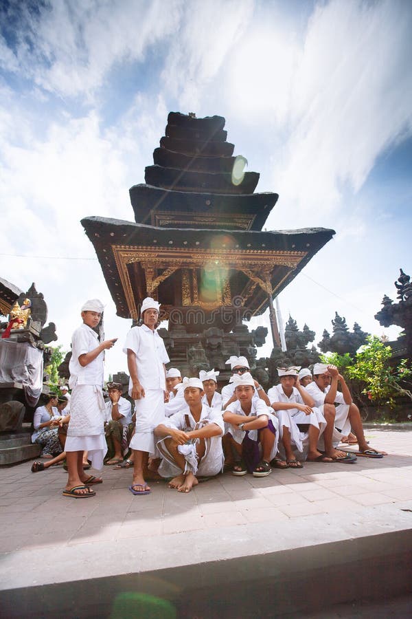 Bali, Indonesia-Nov 08, 2012: Balinese Pray Inside the Temple in Bali ...