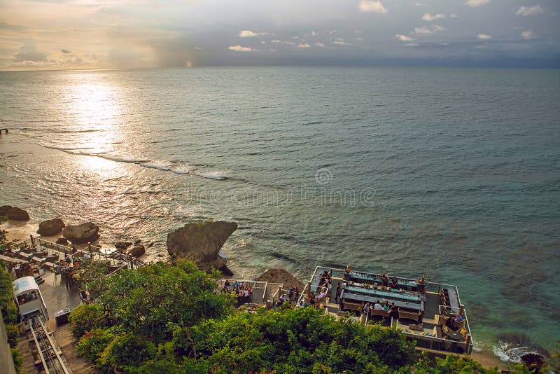 Bali, Indonesia. Sunset Over the Sea Coast Reflected in the Water ...