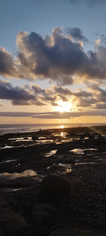 Bali Island, 11 March 2023 - Orange Sunlight Over the Sea and Overcast ...
