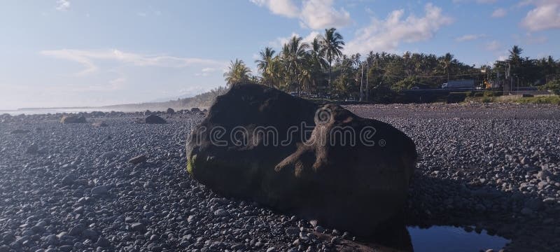 Bali Island, 11 March 2023 - Panoramic View of a Black Volcanic Sand ...
