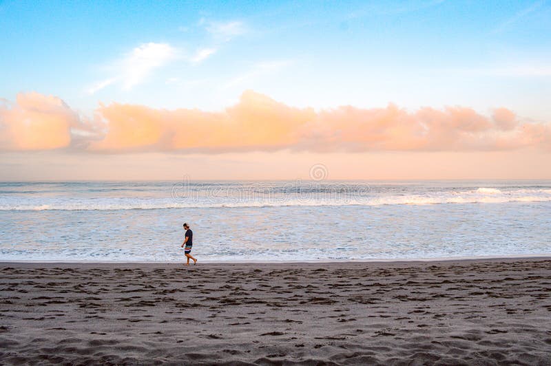 Bali, 20 July 2021 Evening View on Petitenget Beach with Beautiful Sky ...