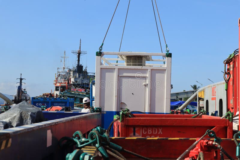Bali, May 2022. Cargo Operation at Port Using Crane Editorial Image ...
