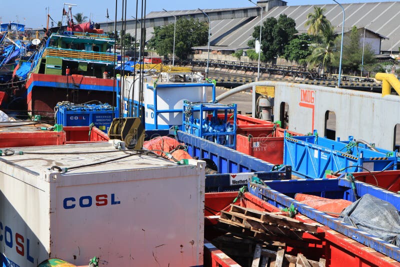 Bali, May 2022. Cargo Operation at Port Using Crane Editorial Photo ...