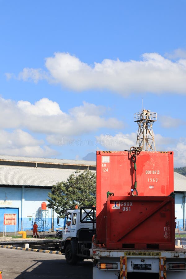 Bali, May 2022. Cargo Operation at Port Using Crane Editorial Image ...