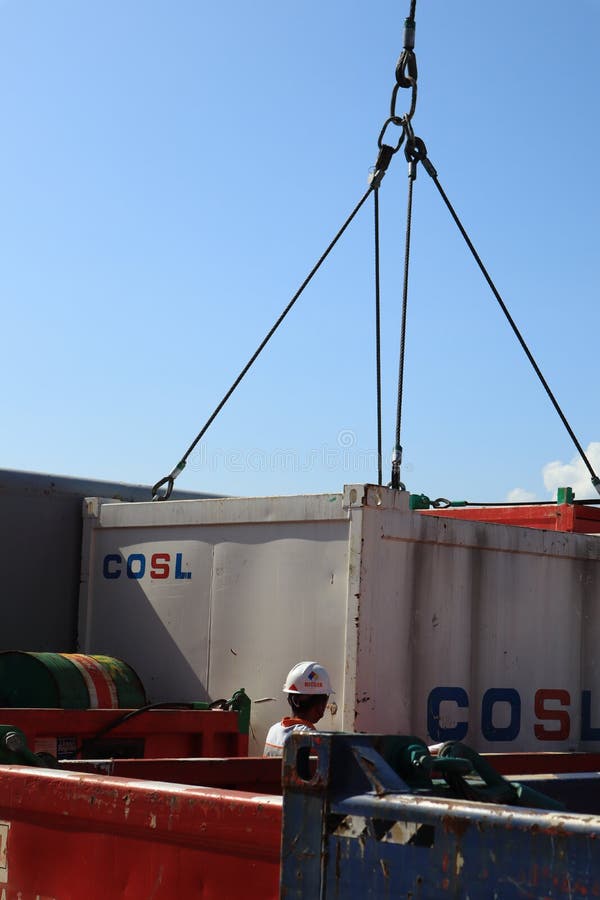 Bali, May 2022. Stevedore Rigger Foreman and the Ship S Crew are ...