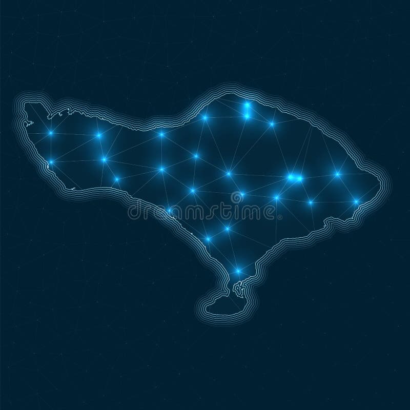 Network Map of Bali. Island Digital Connections. Stock Vector ...