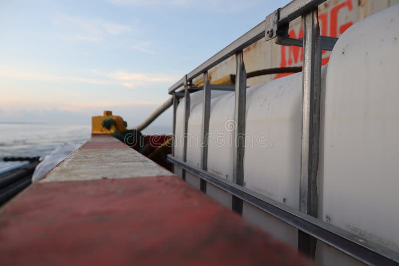 Bali, November 2022. Drilling Material on the Maindeck of the Ship are ...