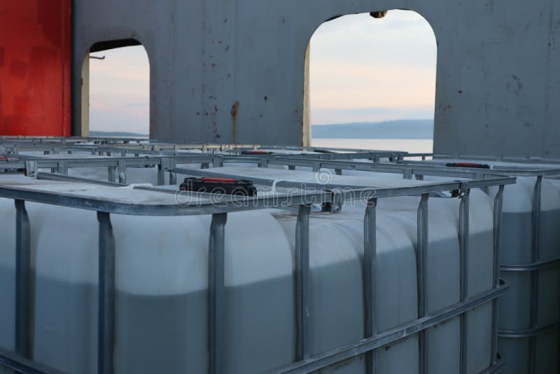Bali, November 2022. Drilling Material on the Maindeck of the Ship are ...