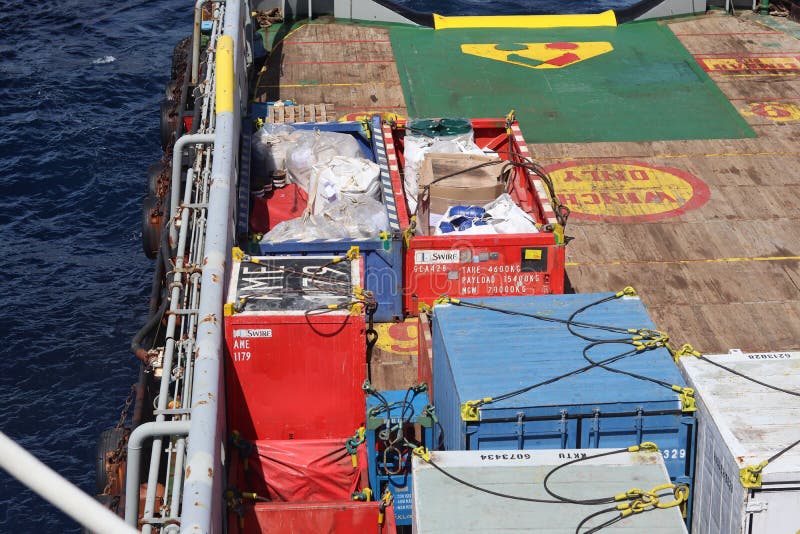 Bali, November 2022. Containers on the Maindeck of the Ship are Loaded ...