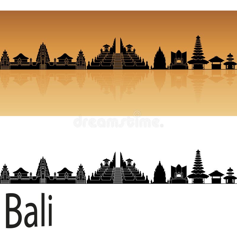 Bali skyline in orange stock vector. Illustration of architecture ...