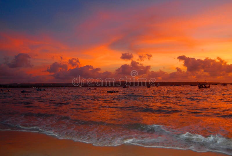 Bali sunset stock photo. Image of sunrise, surface, reflection - 16591506