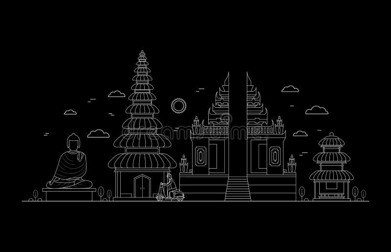 Bali Thin Line Art. Vector stock vector. Illustration of architecture ...