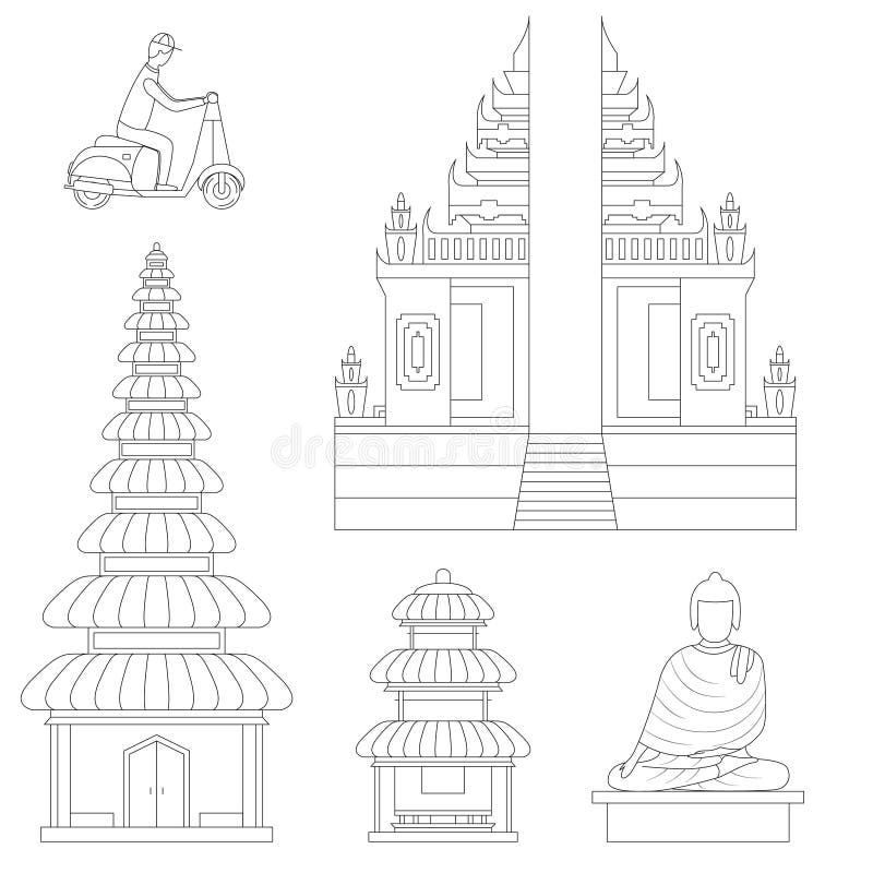 Bali Line Art Ornament Vector Design with Classic Taste Stock ...