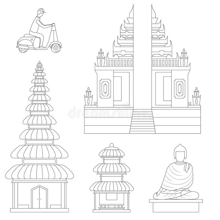 Bali Thin Line Art Vector Stock Illustrations – 83 Bali Thin Line Art ...