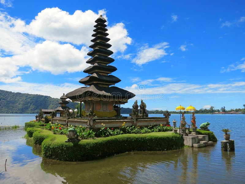 Bali Water Temple on Lake, Indonesia Stock Image - Image of beratan ...