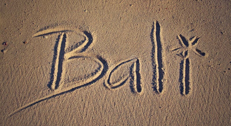 Word Bali is Made of Multicolored Letters on Snow-white Sand Against ...