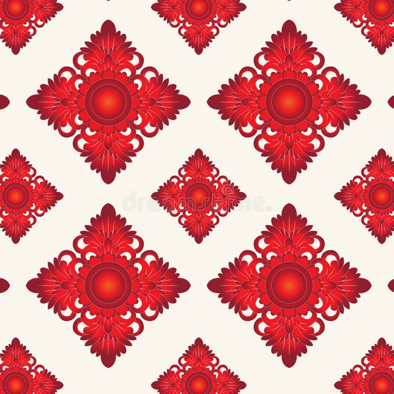 Balinese Red and White Floral Pattern VECTOR Stock Vector ...