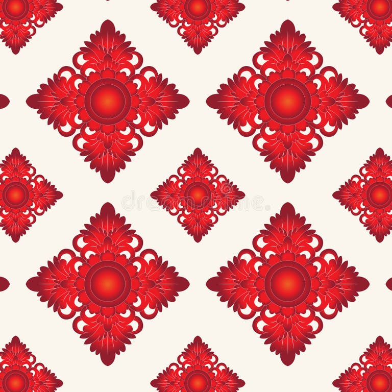 Balinese Red and White Floral Pattern VECTOR Stock Vector ...