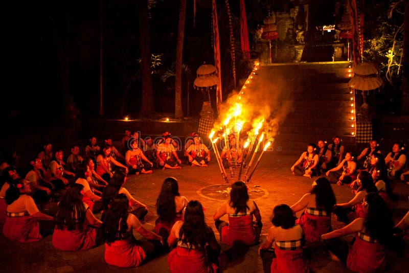 Balinese Women Kecak Fire Dance Show Editorial Stock Image - Image of ...