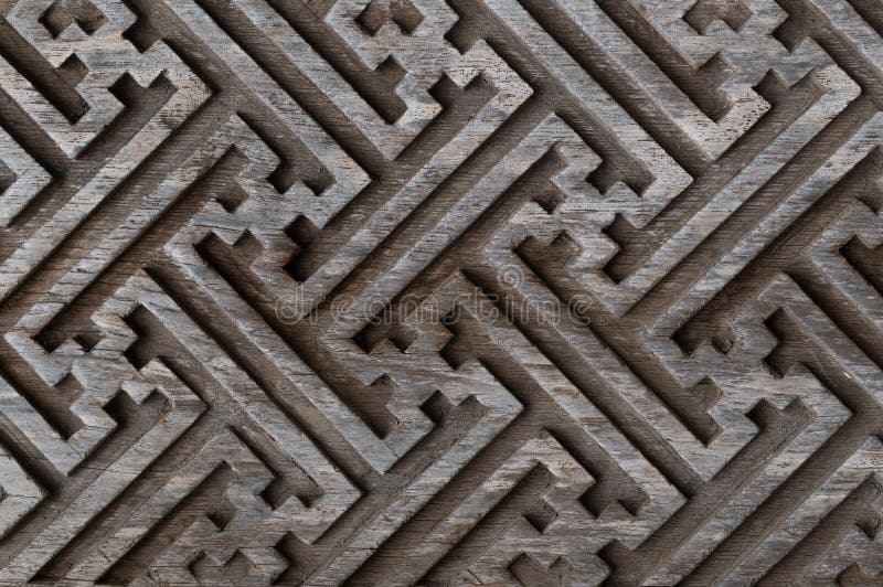 Balinese Wood Carving Background. Graphic Angular Patterns on the Doors ...
