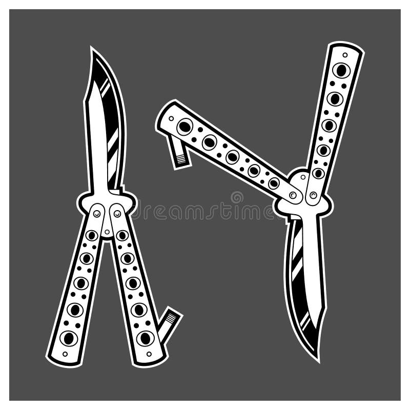Balisong Butterfly Knife Dagger Duo Stock Vector - Illustration of ...