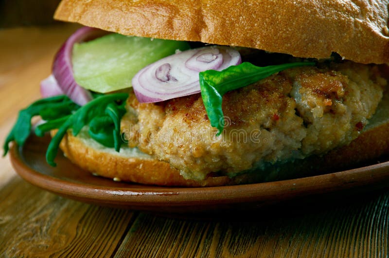 Balkan Burger stock photo. Image of fast, vegetable, salad - 66982200