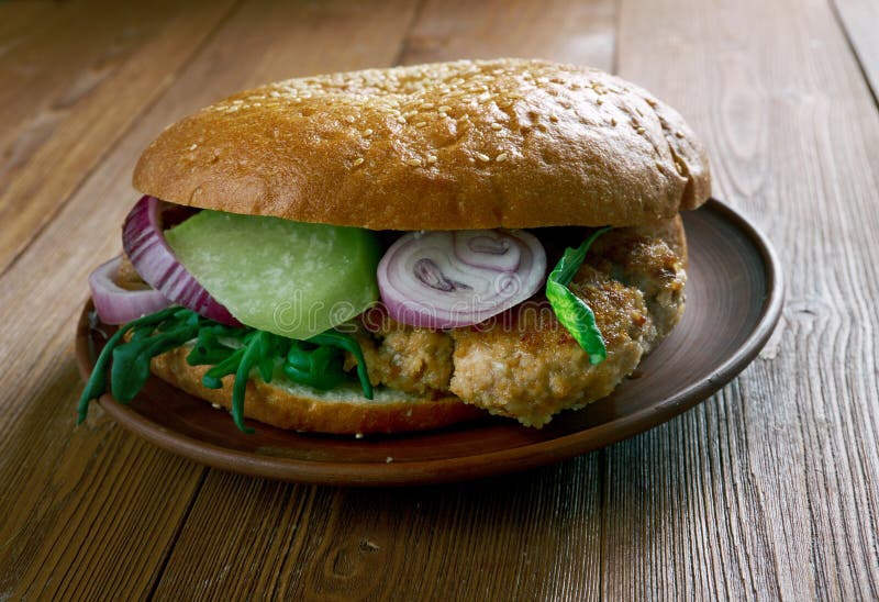 Balkan Burger stock image. Image of dinner, diet, salad - 67412437