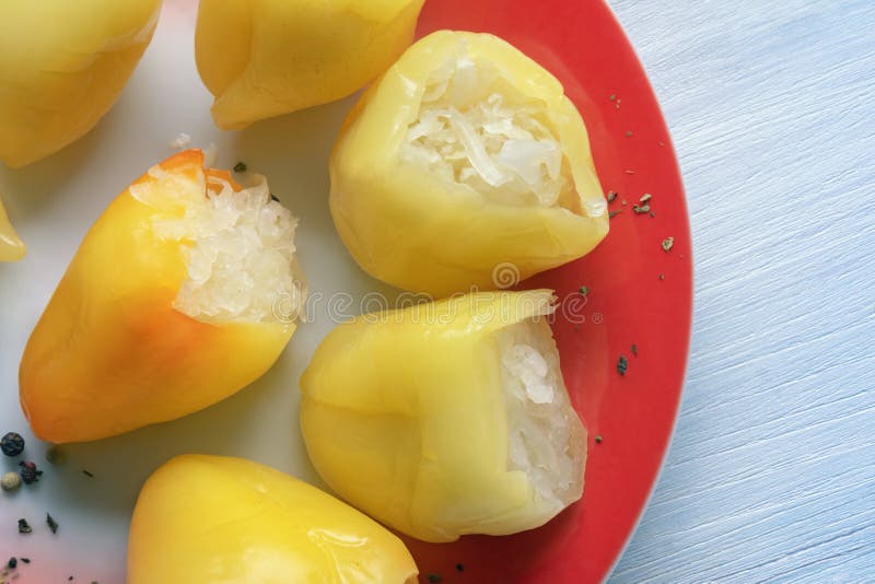 Somborka Spicy Peppers Stuffed with Cabbage. Copy Space Stock Image ...