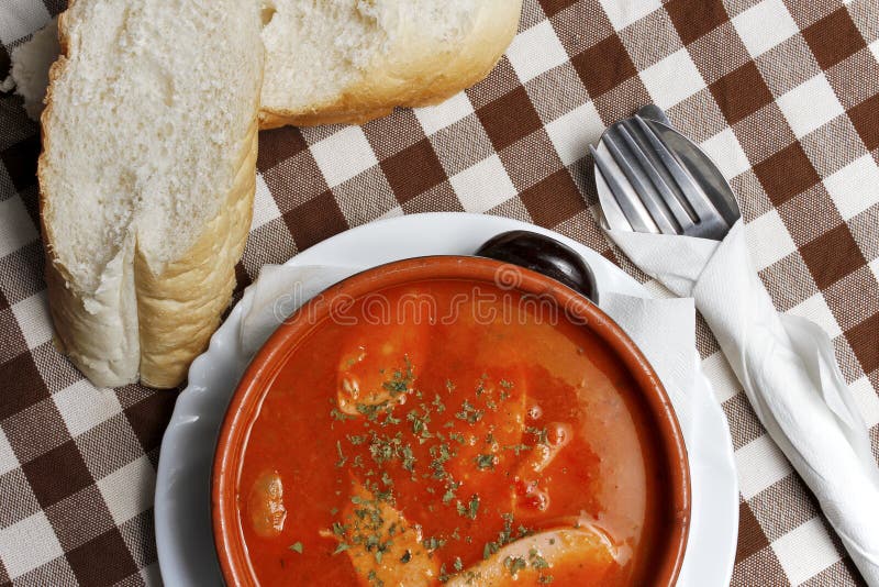 Balkan Stew with Sausage in a Bowl with Bread Stock Image - Image of ...