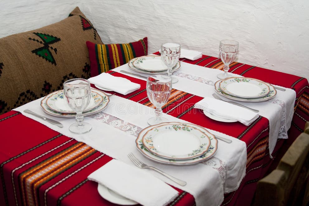 Balkan Style Table Arrangement Stock Photo - Image of flatware, forks ...