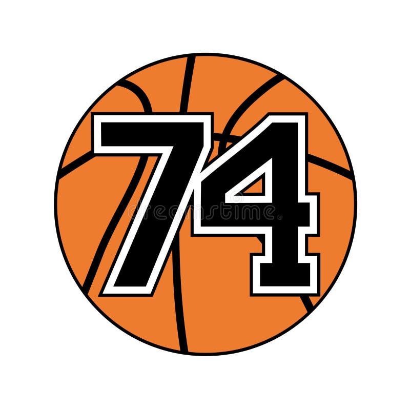 Ball of Basketball Symbol with Number 74 Stock Vector - Illustration of ...