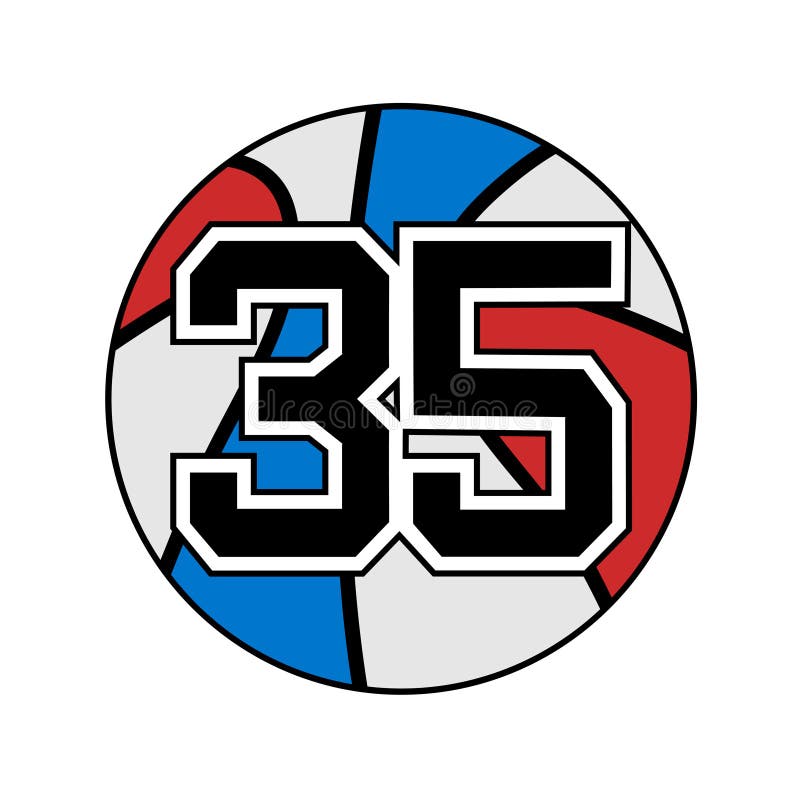 Ball of Basketball Symbol with Number 35 Stock Vector - Illustration of ...