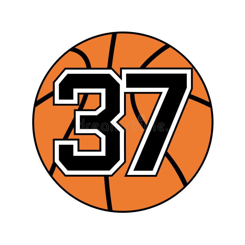 Ball of Basketball Symbol with Number 37 Stock Vector - Illustration of ...