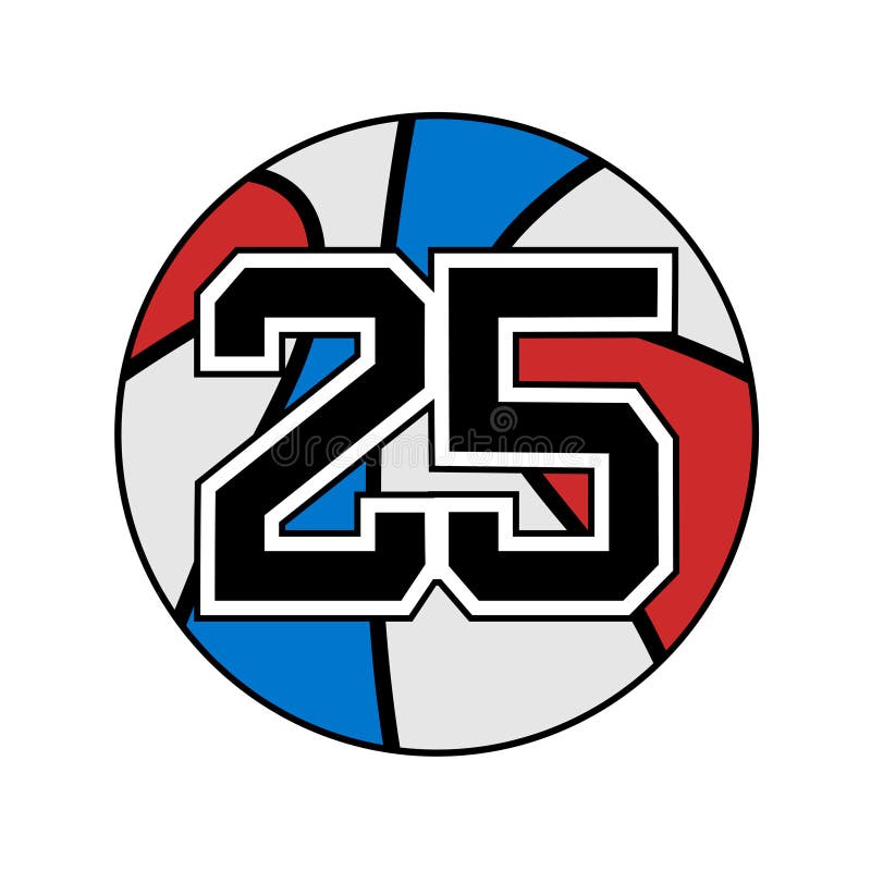 Ball of Basketball Symbol with Number 25 Stock Vector - Illustration of ...