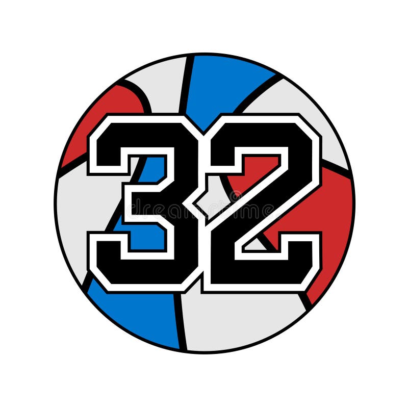Ball of Basketball Symbol with Number 32 Stock Vector - Illustration of ...