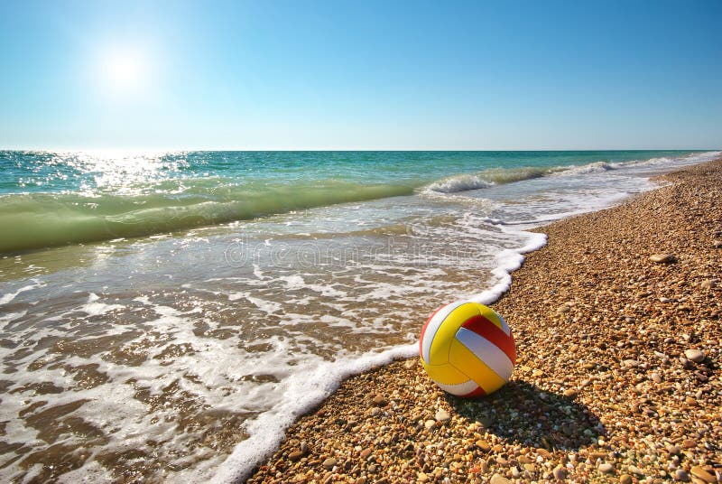 Ball on the beach stock photo. Image of play, leisure - 31280382